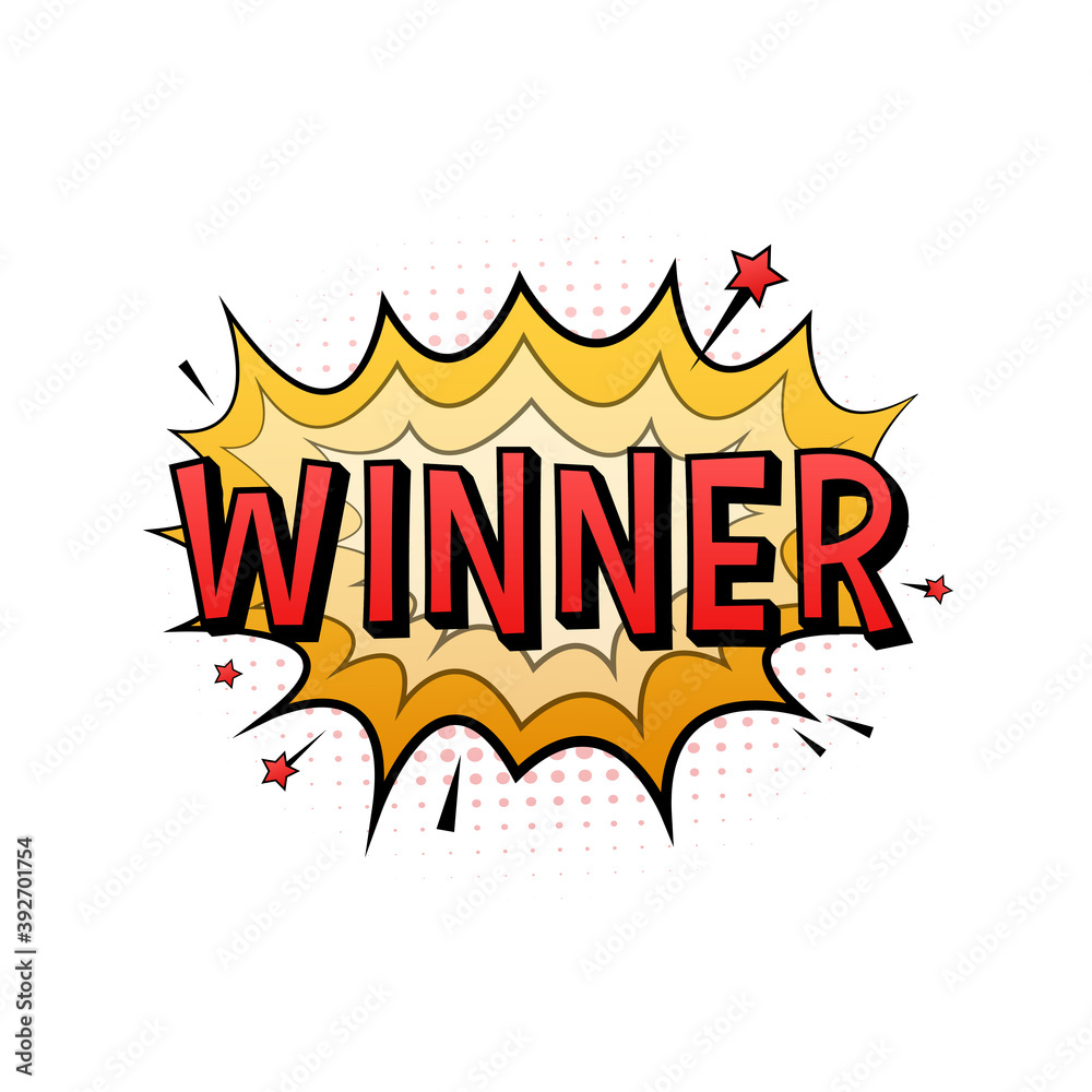 Comic speech bubbles with text Winner. Vintage cartoon illustration ...