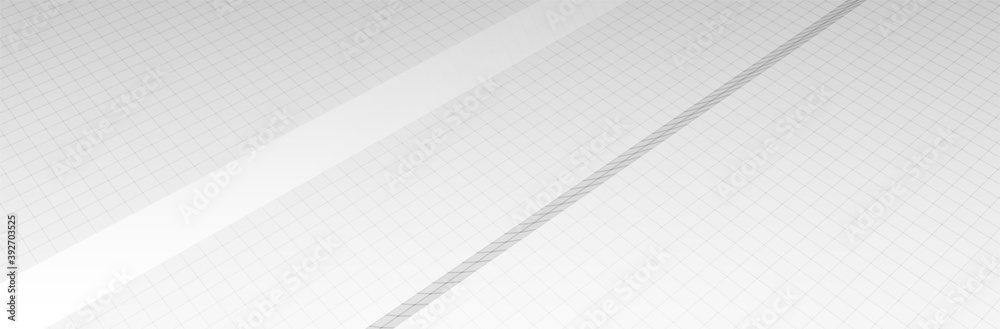 White geometric background. 3d space. Gray tiles. Grid render. Wide ...