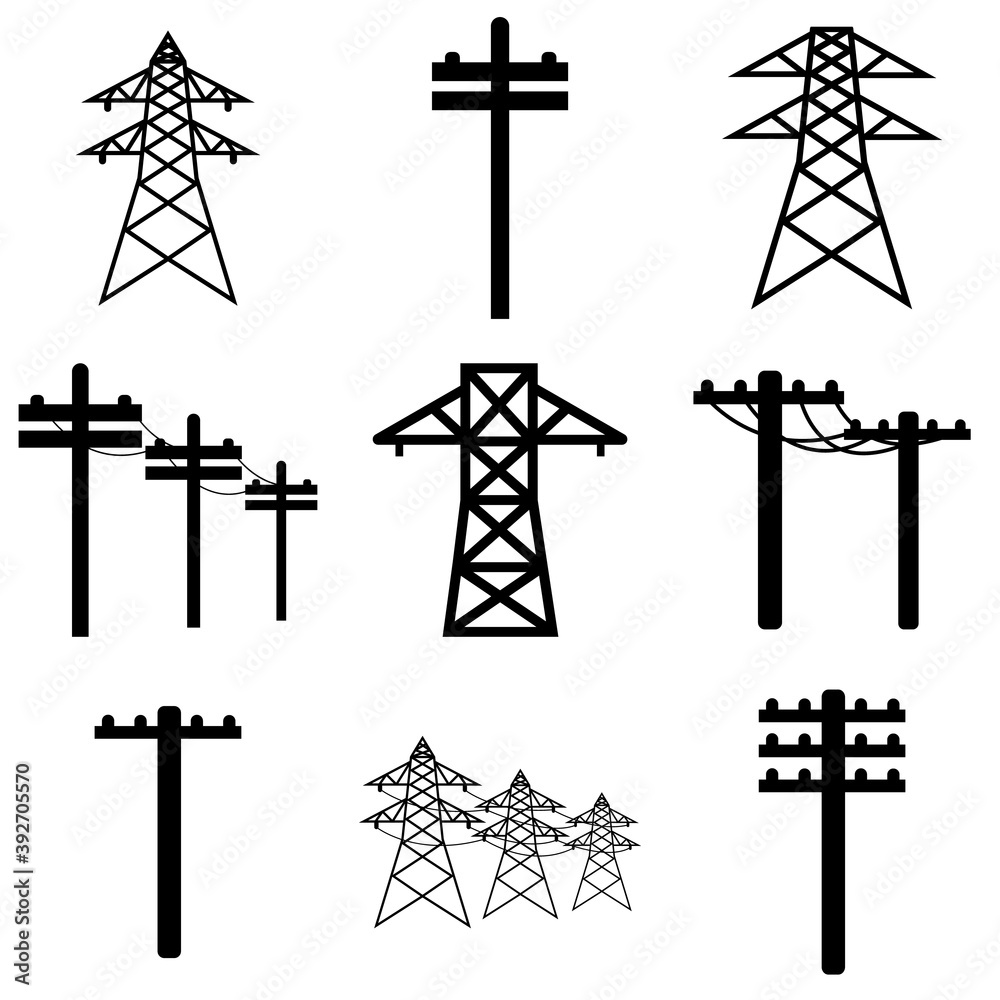 Power line icon, logo isolated on white background Stock Vector | Adobe ...