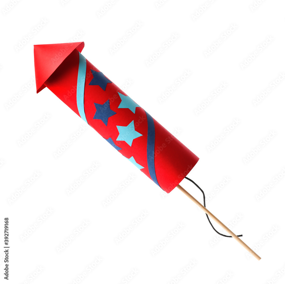 Firework rocket on white background. Festive decor Stock Photo | Adobe Stock