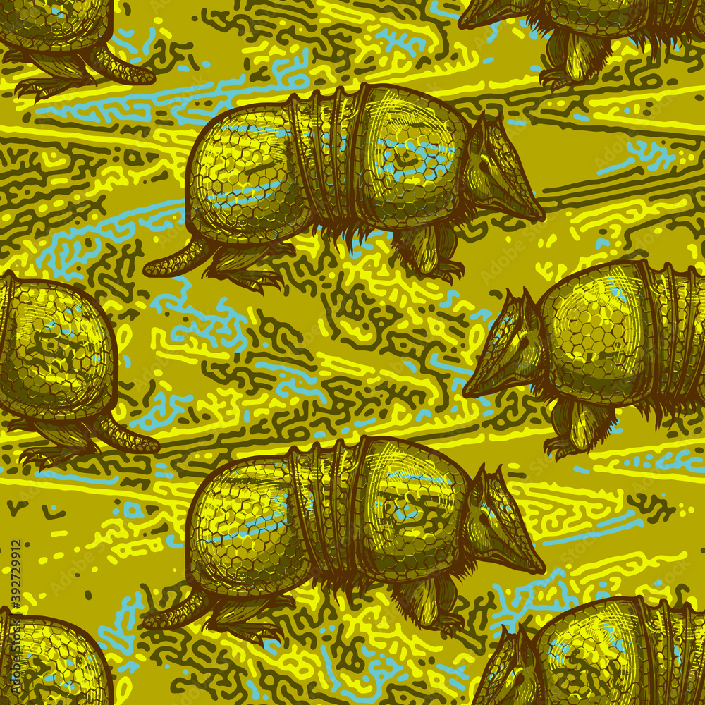 Seamless texture with armadillos and abstract organic diffuse texture ...