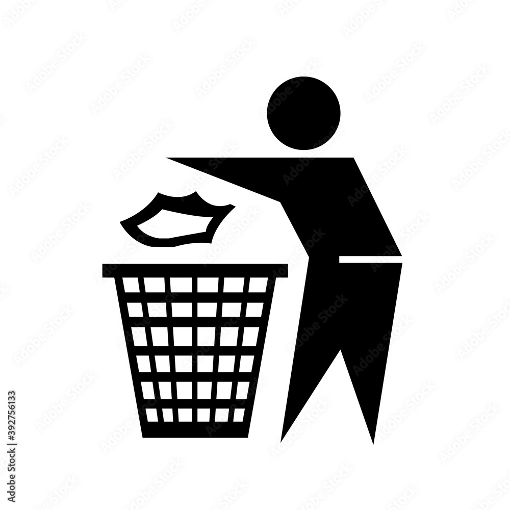Do Not Litter Black Icon,Vector Illustration, Isolated On White ...