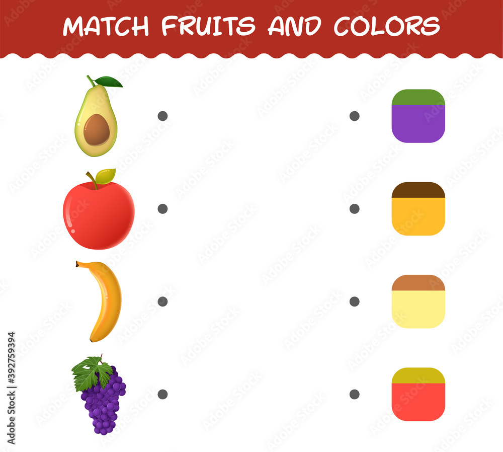 Match cartoon fruits and colors. Matching game. Educational game for ...