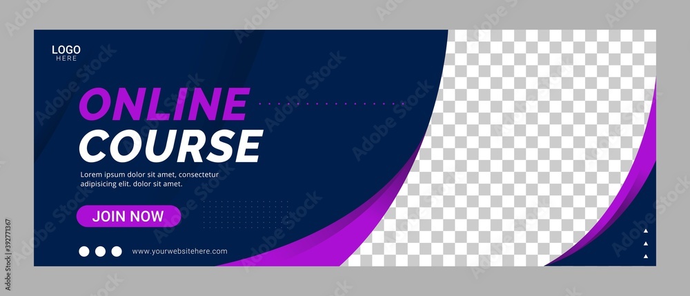 Online course facebook cover banner template promotion Stock Vector ...