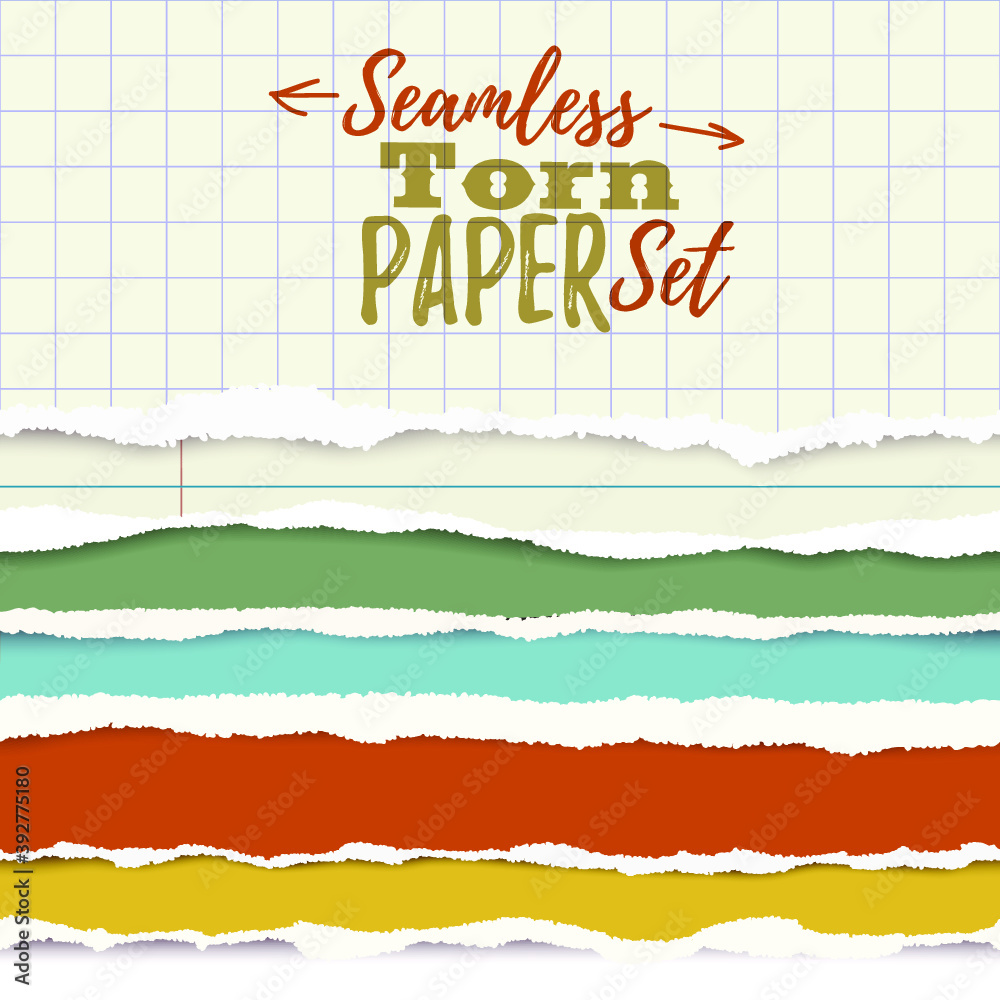 torn paper edge headers set, flat style vector illustration. Stock ...