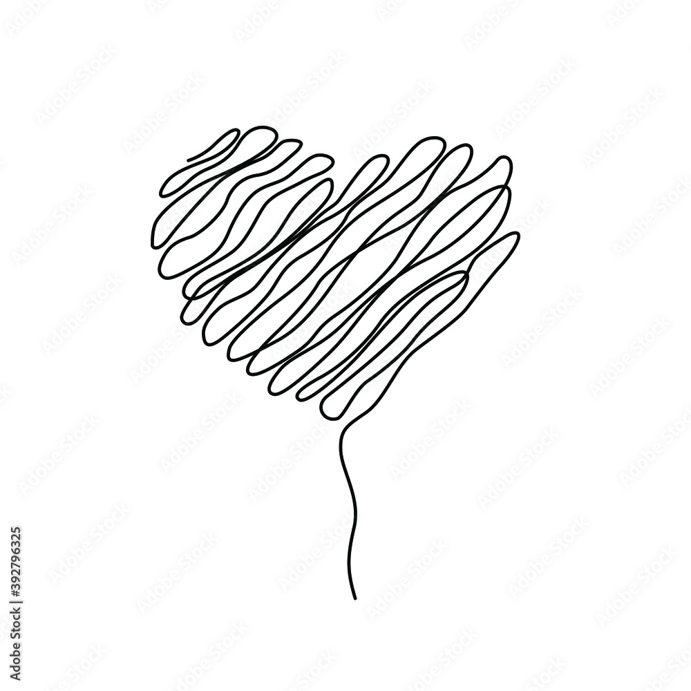 Heart continuous line drawing, tattoo, print for clothes and logo ...