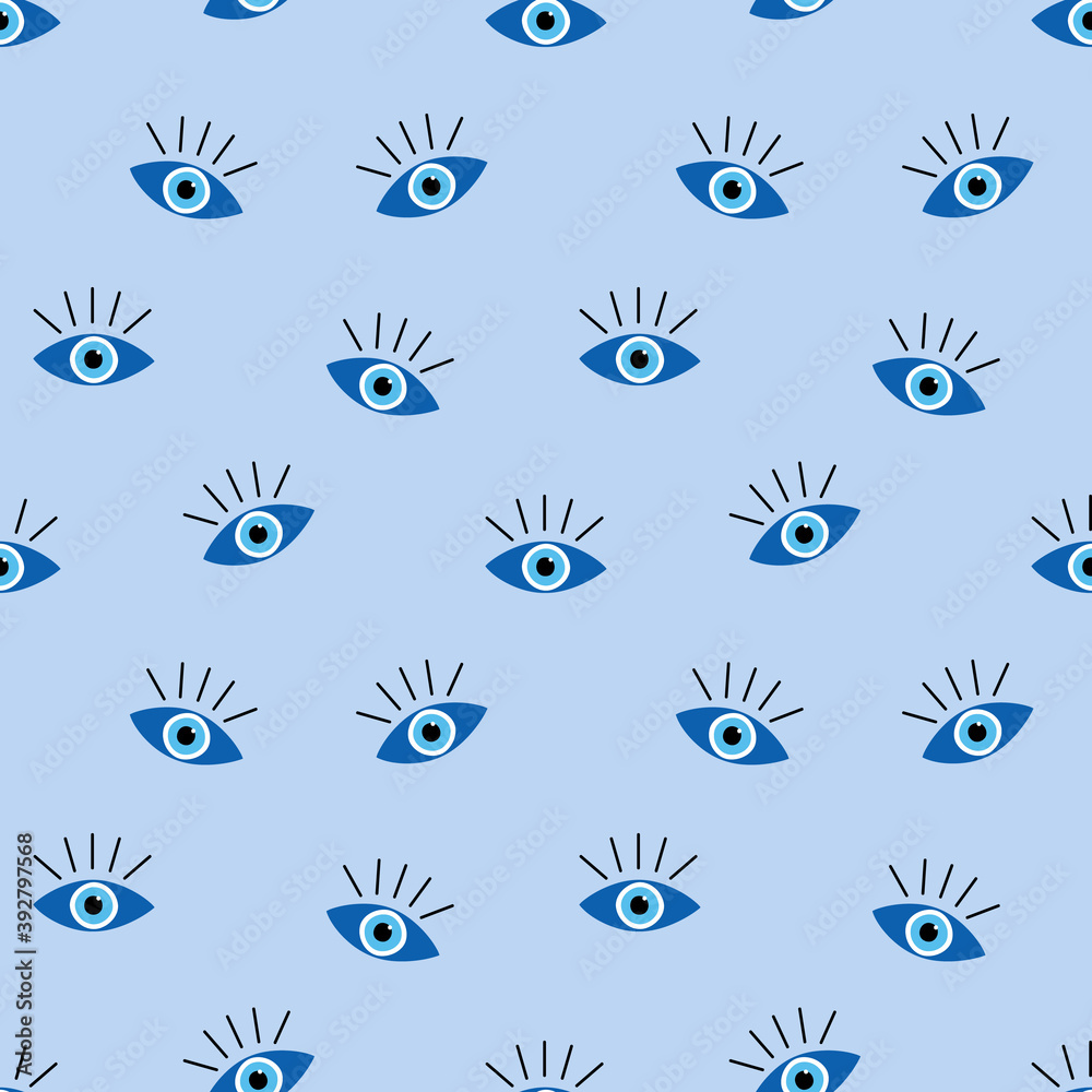 Conceptual vector seamless pattern background with blue eyes signs ...