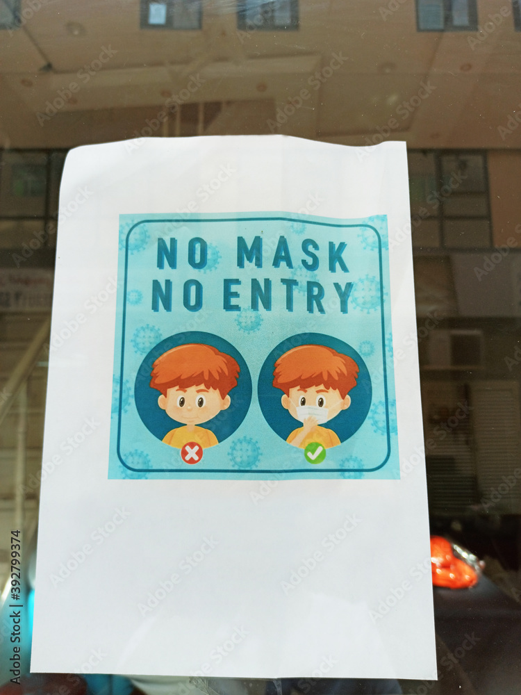 Sign no mask no entry Stock Photo | Adobe Stock