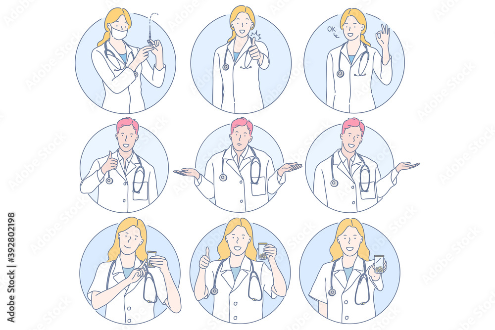 Healthcare, doctor, medicine, injection, medical exam concept. Young ...