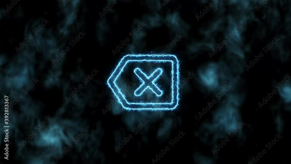 Stop motion. The blue backspace icon gradually increases and changes ...