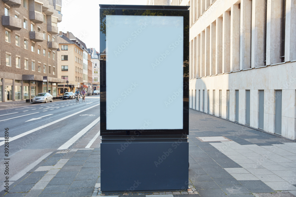 City-Light-Poster Mock-Up Template on Sidewalk Stock Photo | Adobe Stock