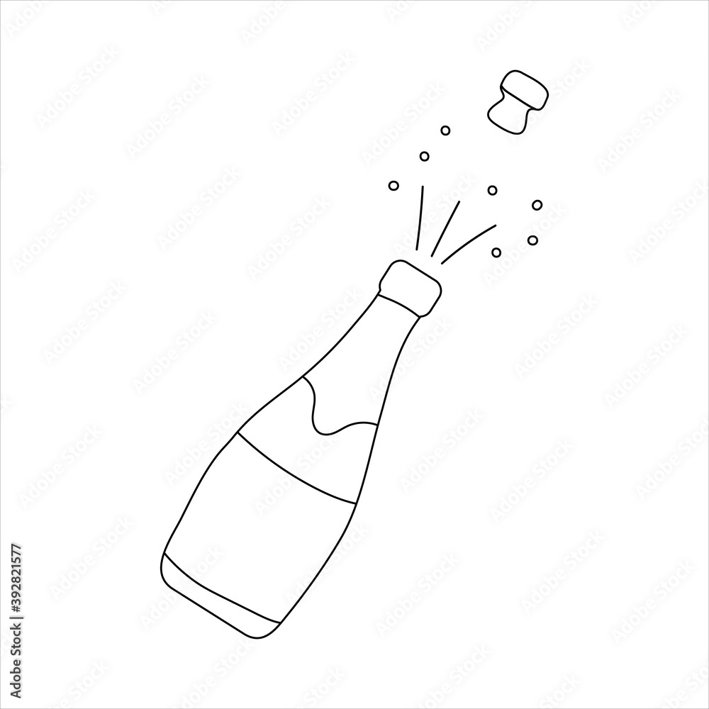 Minimalistic New Year and Christmas illustration. Outline sparkling ...