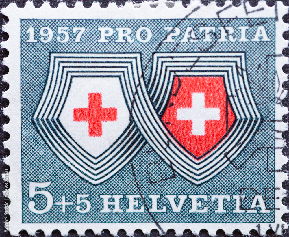 Switzerland - Circa 1957 : a postage stamp printed in the swiss showing ...