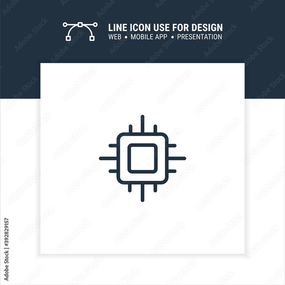 CPU Microprocessor processor vector symbol outline stroke graphic design single icon ...