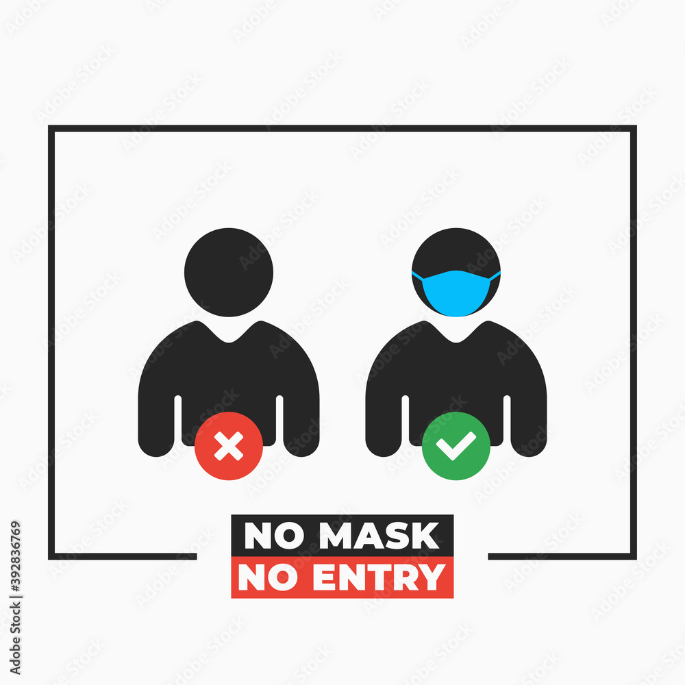People with and without mask. No mask no entry Stock Vector | Adobe Stock