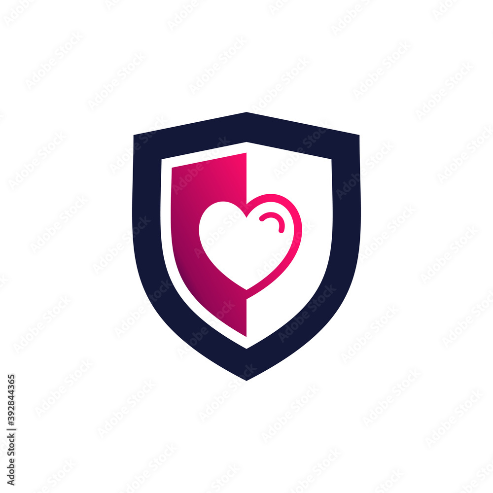 heart logo with shield symbol, shield heart logo Stock Vector | Adobe Stock