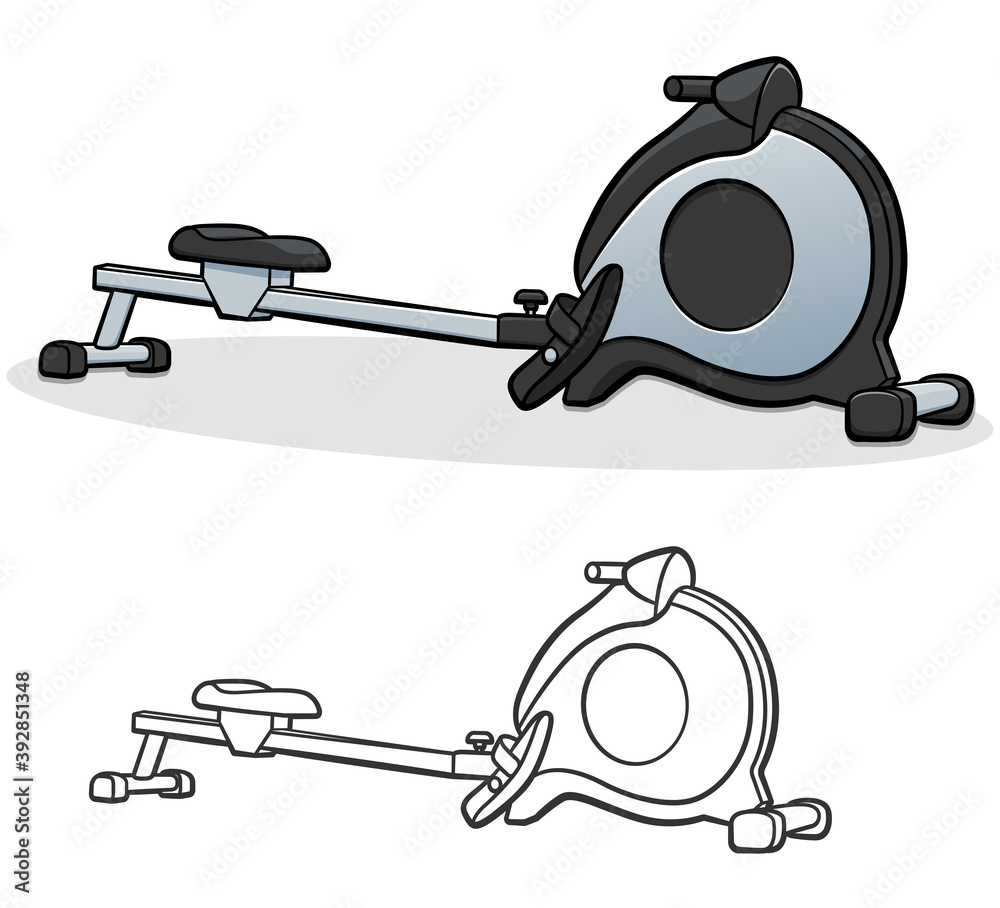 Vector rowing machine cartoon illustration Stock Vector | Adobe Stock