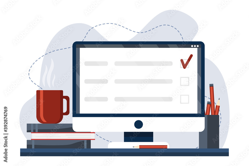 Computer screen with checklist document. Concept of paper checklist and ...