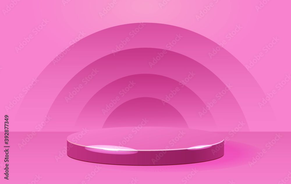 Abstract geometric background platform. Bright Pink 3d podium or ...