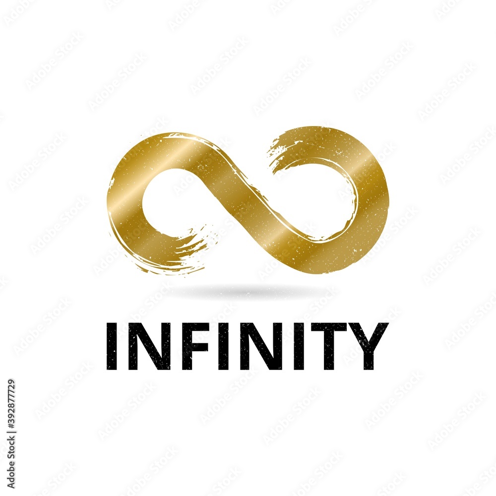 Grunge infinity symbol. Hand painted with gold paint. Grunge brush ...