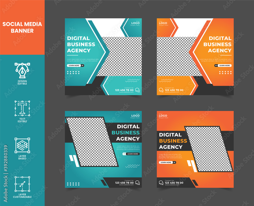 Digital marketing social media post template. Vector graphic ads ...