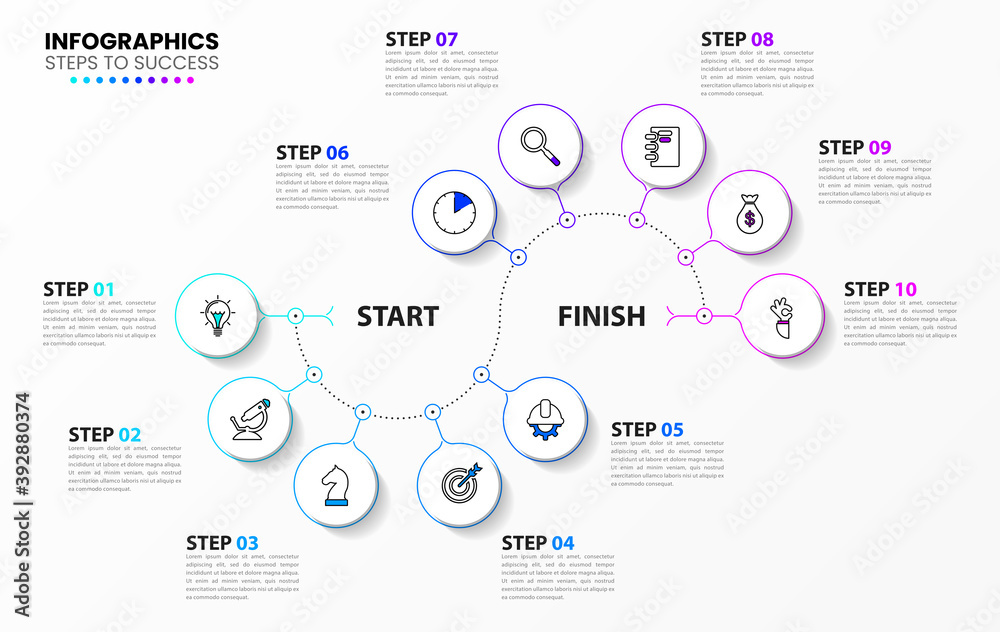 Infographic design template. Creative concept with 10 steps Stock ...