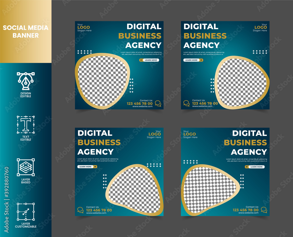 Digital marketing social media post template. Vector graphic ads ...