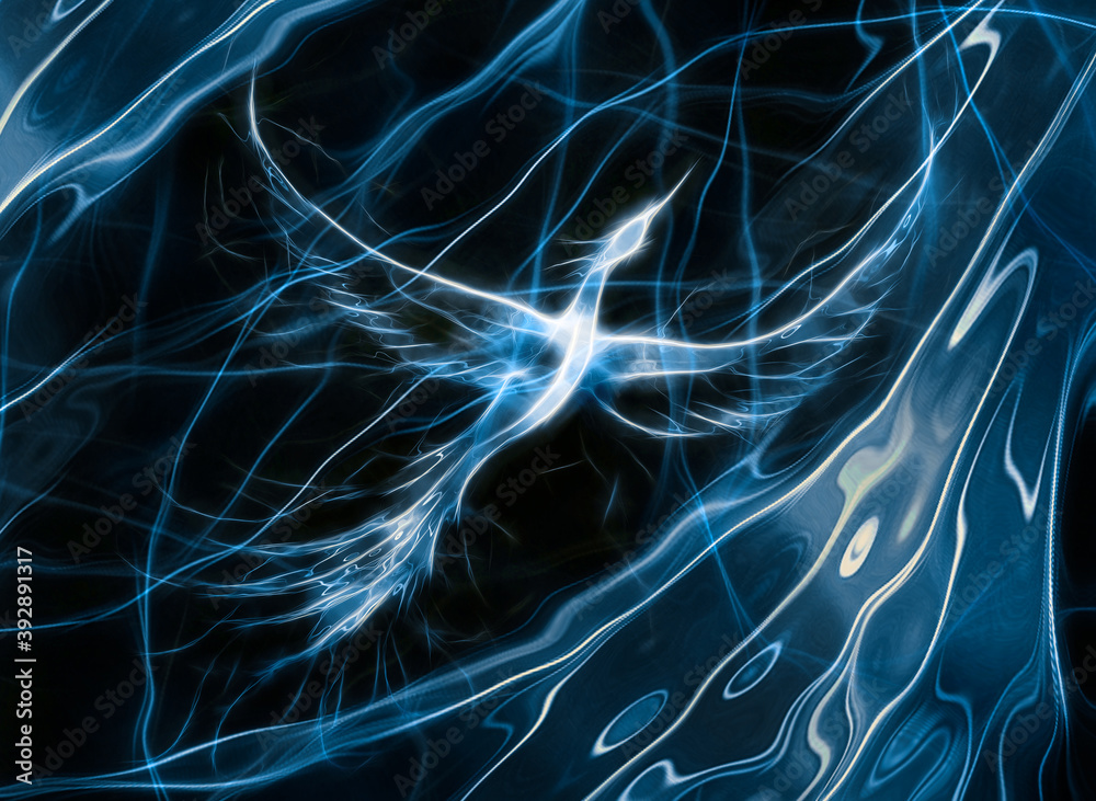 Flying phoenix bird as symbol of rebirth and new beginning. Stock ...