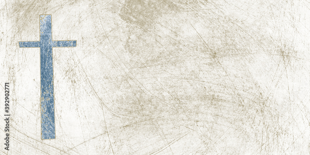 blue denim textured cross with scratched canvas painting background ...