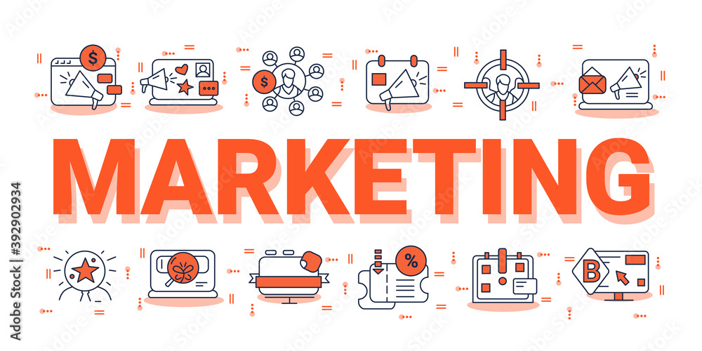 Marketing concept. Advertising, PR management. Brand image and ...