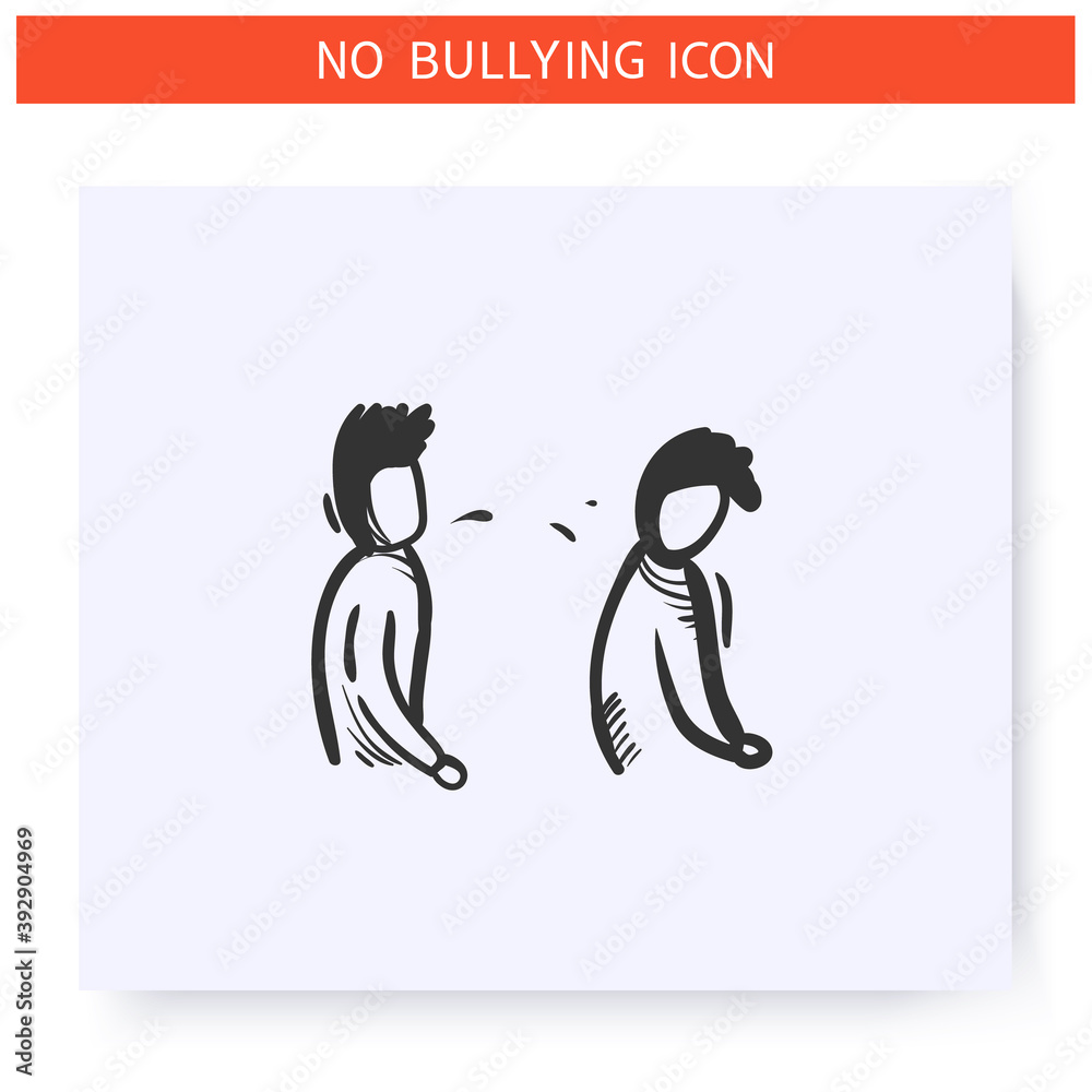 Spitting icon. Physical bullying. Outline sketch drawing. Man spits on ...
