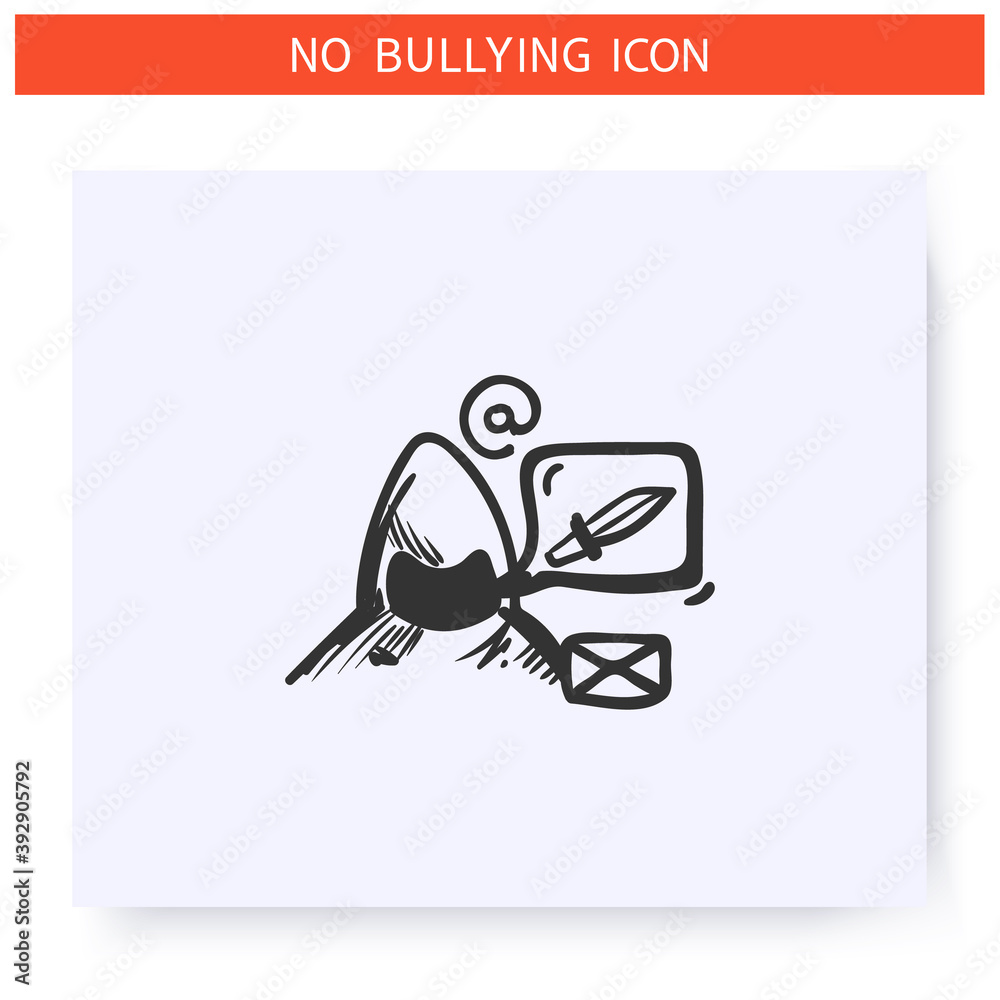 Cyberbullying Email Icon Harassing Text Messagesoutline Sketch Drawing Anonymous Menacing