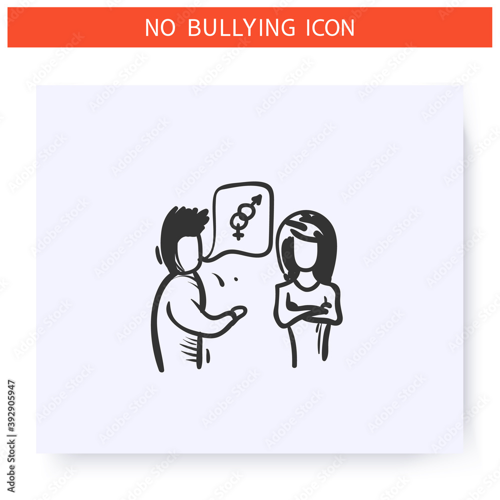Sexual harassment icon. Verbal bullying. Outline sketch drawing. Man ...