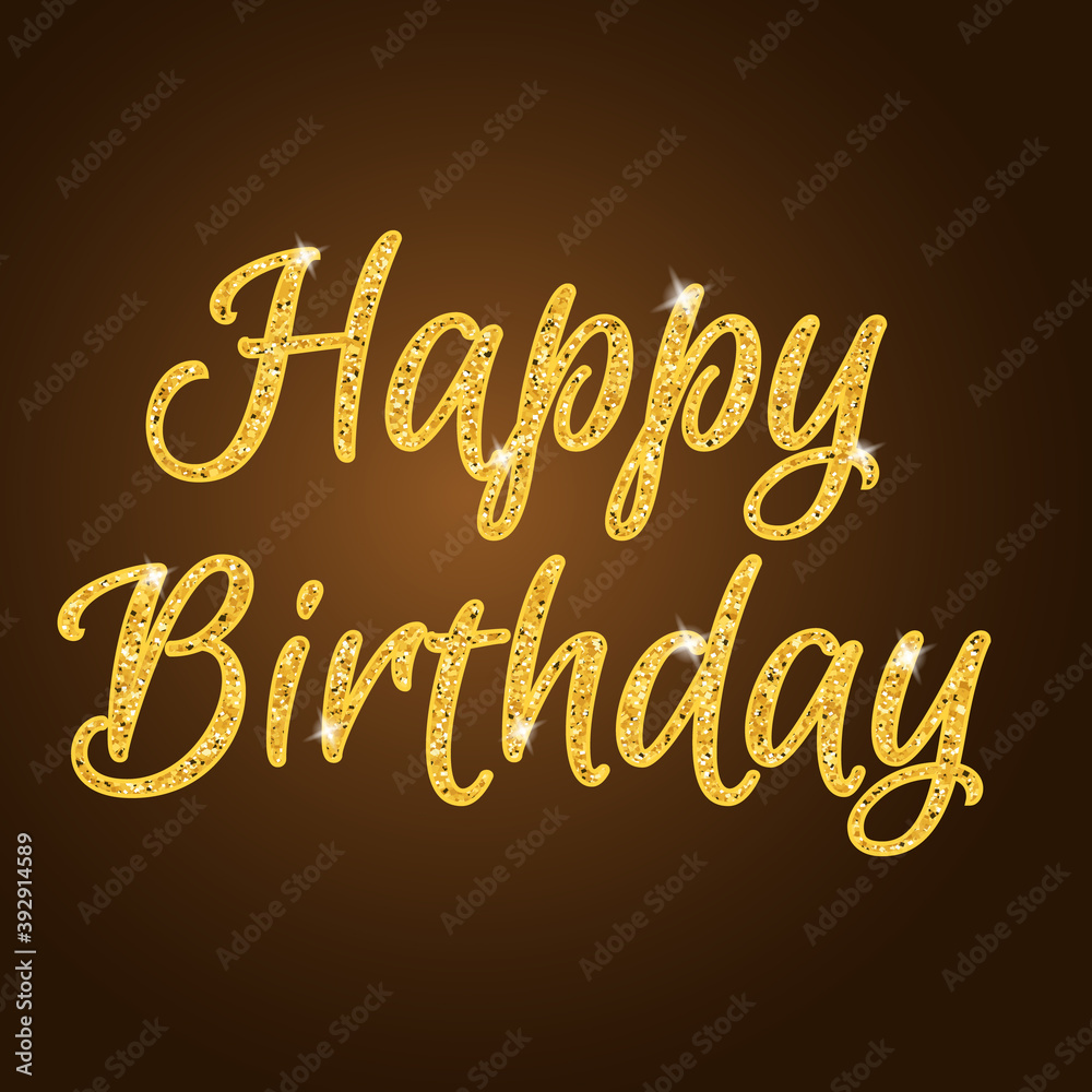 Happy Birthday glitter text on dark background. Clipart image Stock ...