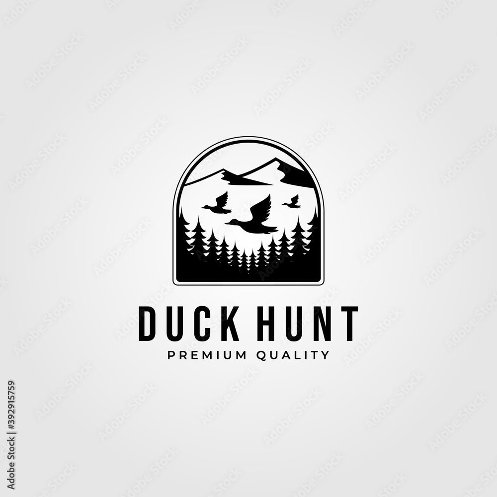 duck hunting club vintage logo vector illustration design, outdoor ...