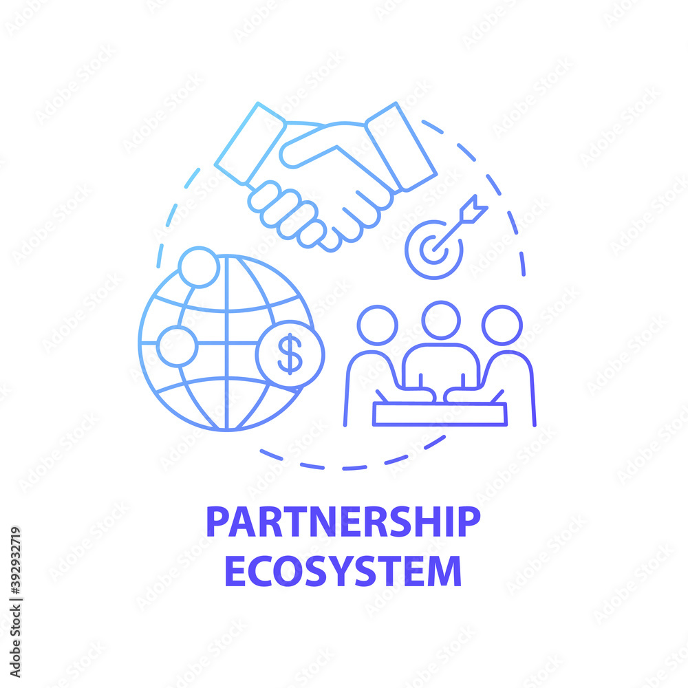 Partnership ecosystem concept icon. Digital consulting component idea ...