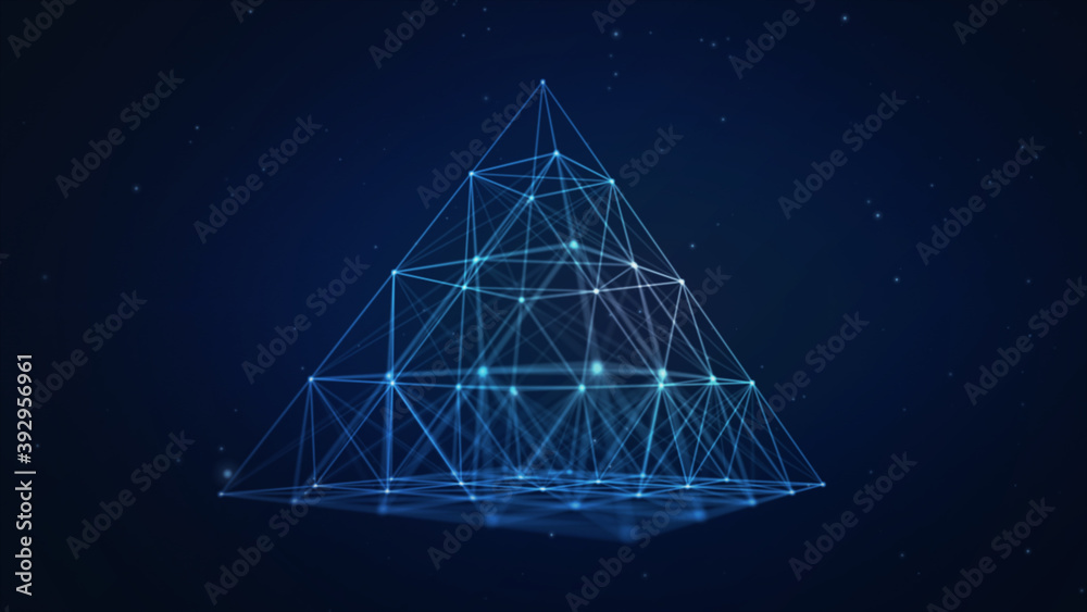 Plexus Futuristic Digital Pyramid Network of Connected Lines and Dots ...