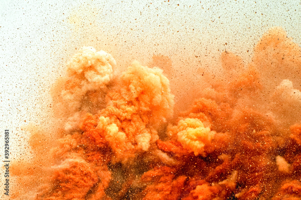 Flying rock particles and dust storm after detonator blast in the ...