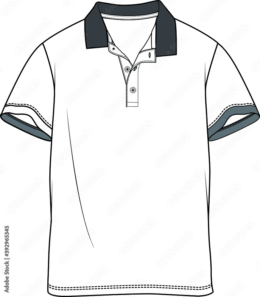 flat sketch polo collar t-shirt design for young men Stock Vector ...