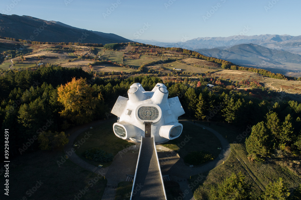 Drone shot of the Makedonium in Krusevo, Macedonia Stock Photo | Adobe ...