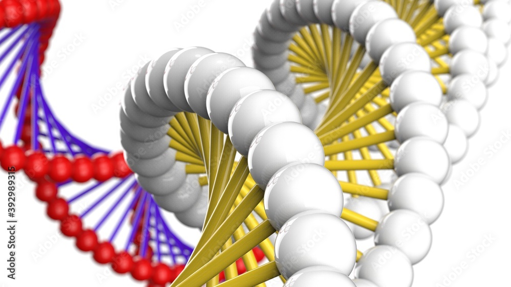 Science Molecular Color Painted DNA Model Structure under orange light ...