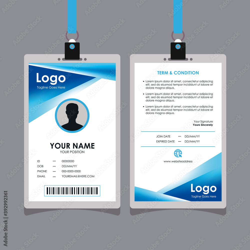 Abstract Smooth Clean Blue Geometric Id Card Design with Blurry Mesh ...