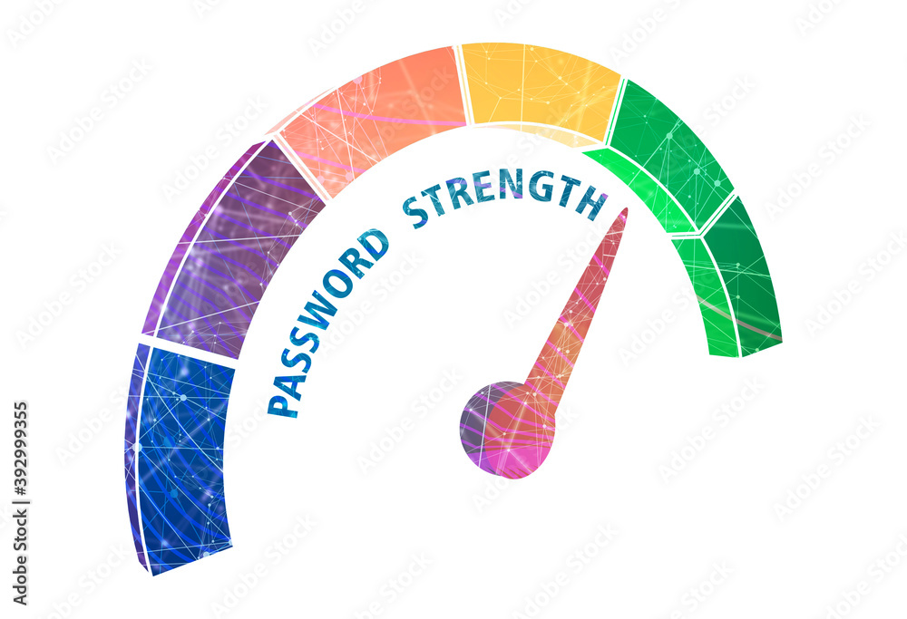 Abstract meter read level of password strength. Color scale with arrow ...