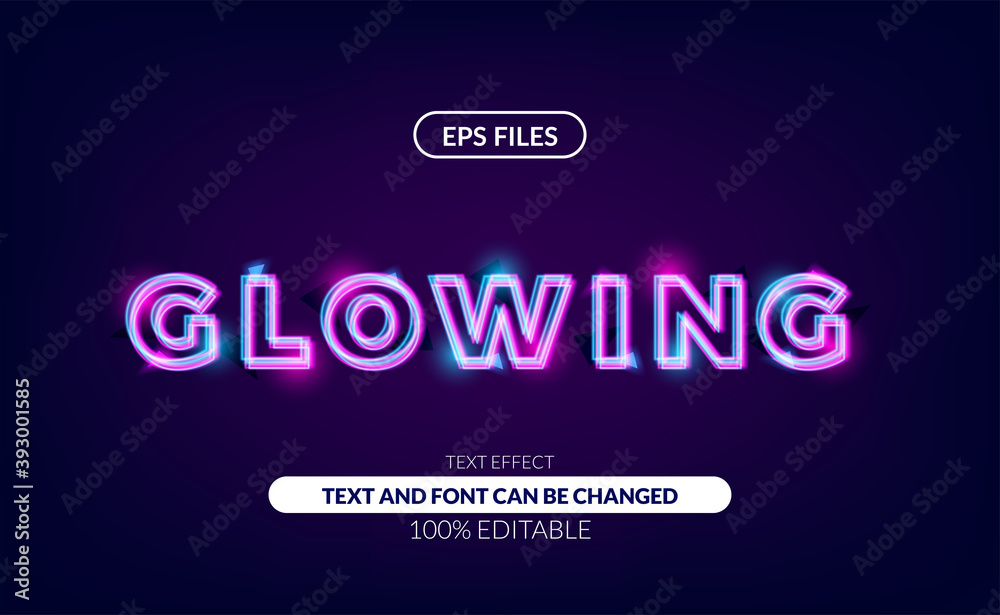 nice glowing line neon lamp editable text effect, eps vector file ...