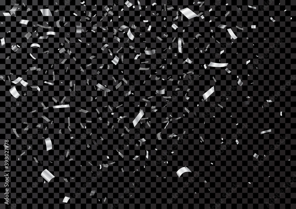 Silver confetti isolated on transparent background Stock Vector | Adobe ...