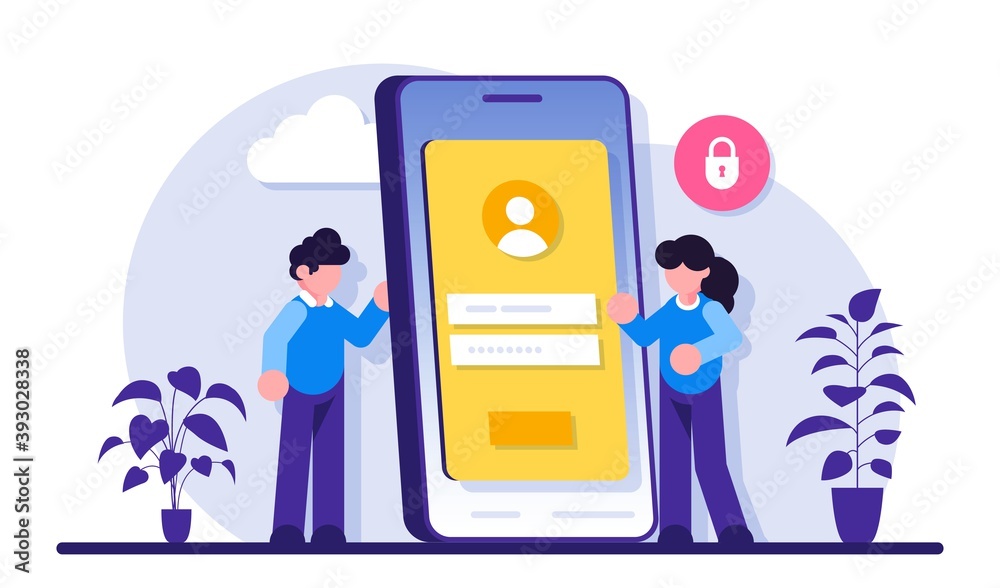 Vetor de Sign in page interface concept. User login form, UI, new ...
