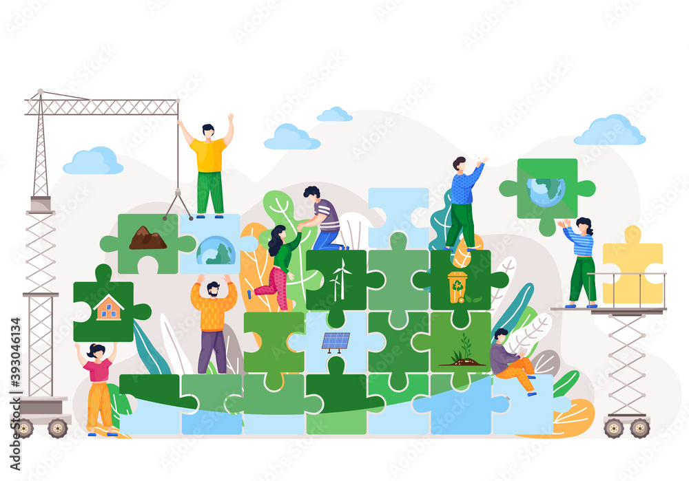 People trying to save world ecology. Volunteers male and female ...