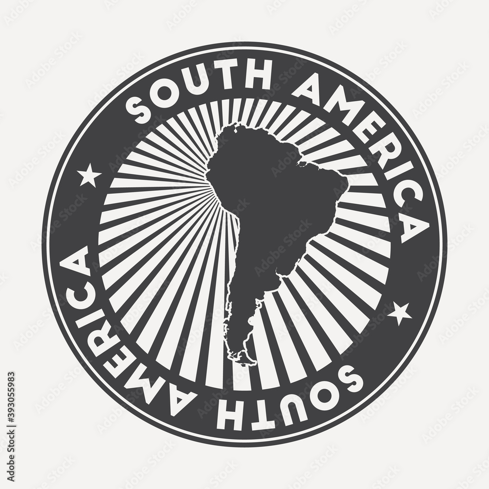 South America round logo. Vintage travel badge with the circular name ...