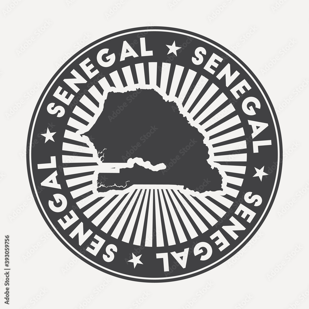 Senegal round logo. Vintage travel badge with the circular name and map ...