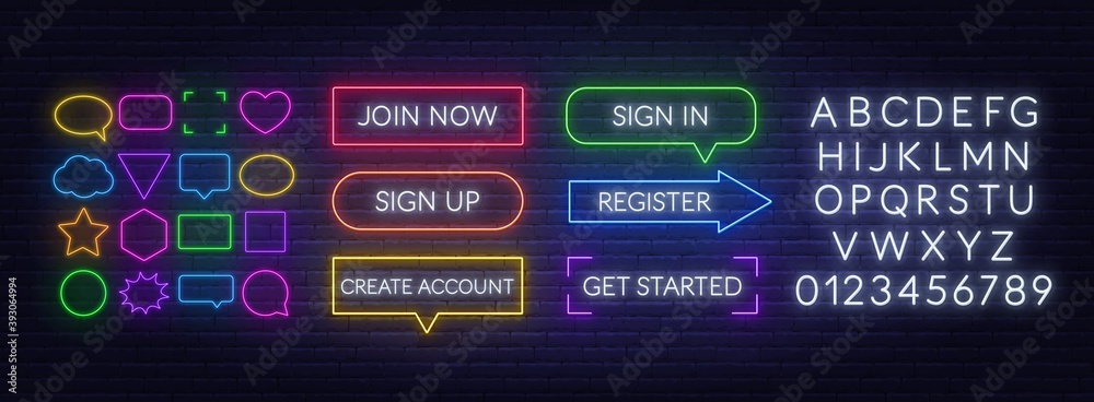Join now, Sign in, Sign up, Register, Create account, Get started neon ...